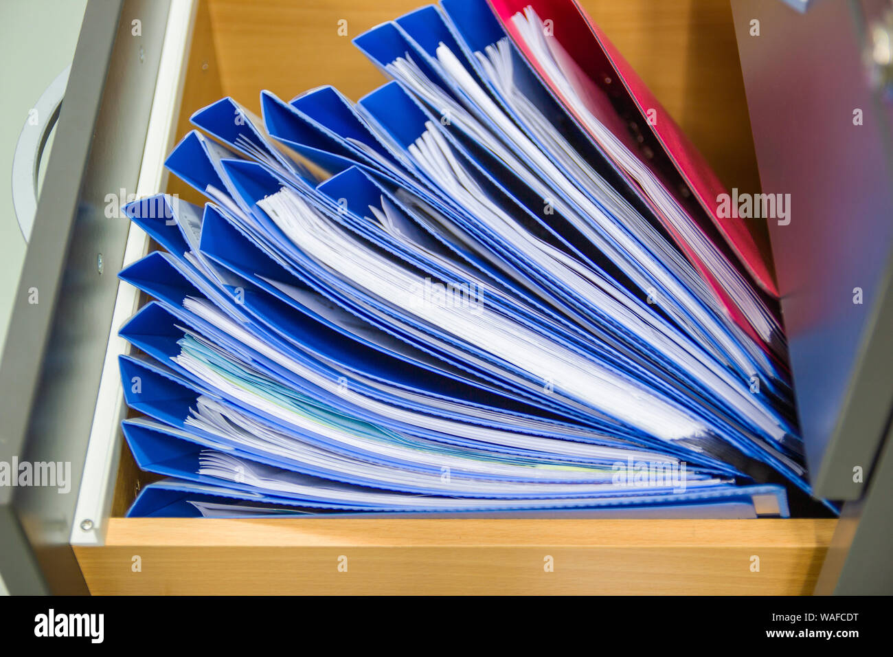 blue file folder documents In a file cabinet retention of contracts ...