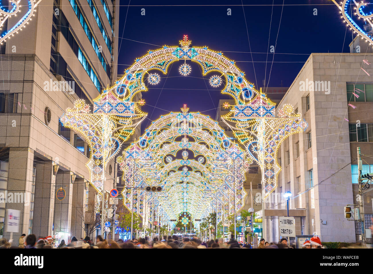 KOBE, JAPAN - DECEMBER 12, 2012: Luminarie light festival. The annual ...
