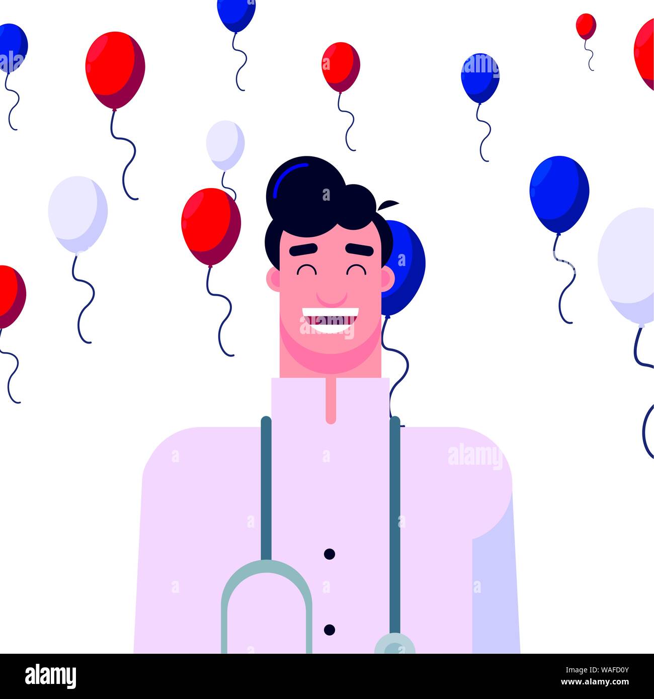 happy labor day - doctor balloons celebration vector illustration Stock Vector Image & Art - Alamy