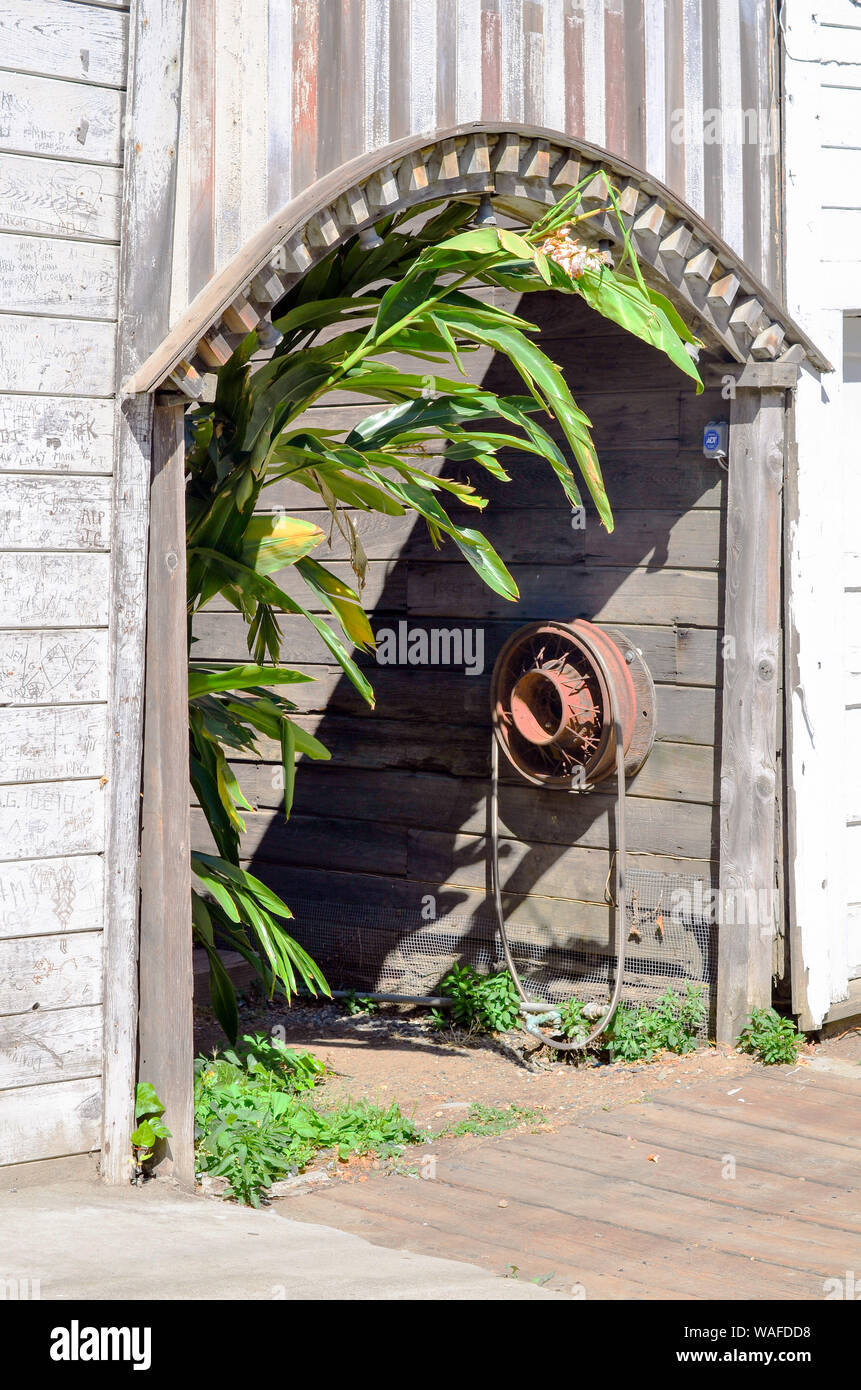 Weathered wood clad entrance arch, Locke, California Delta, California ...