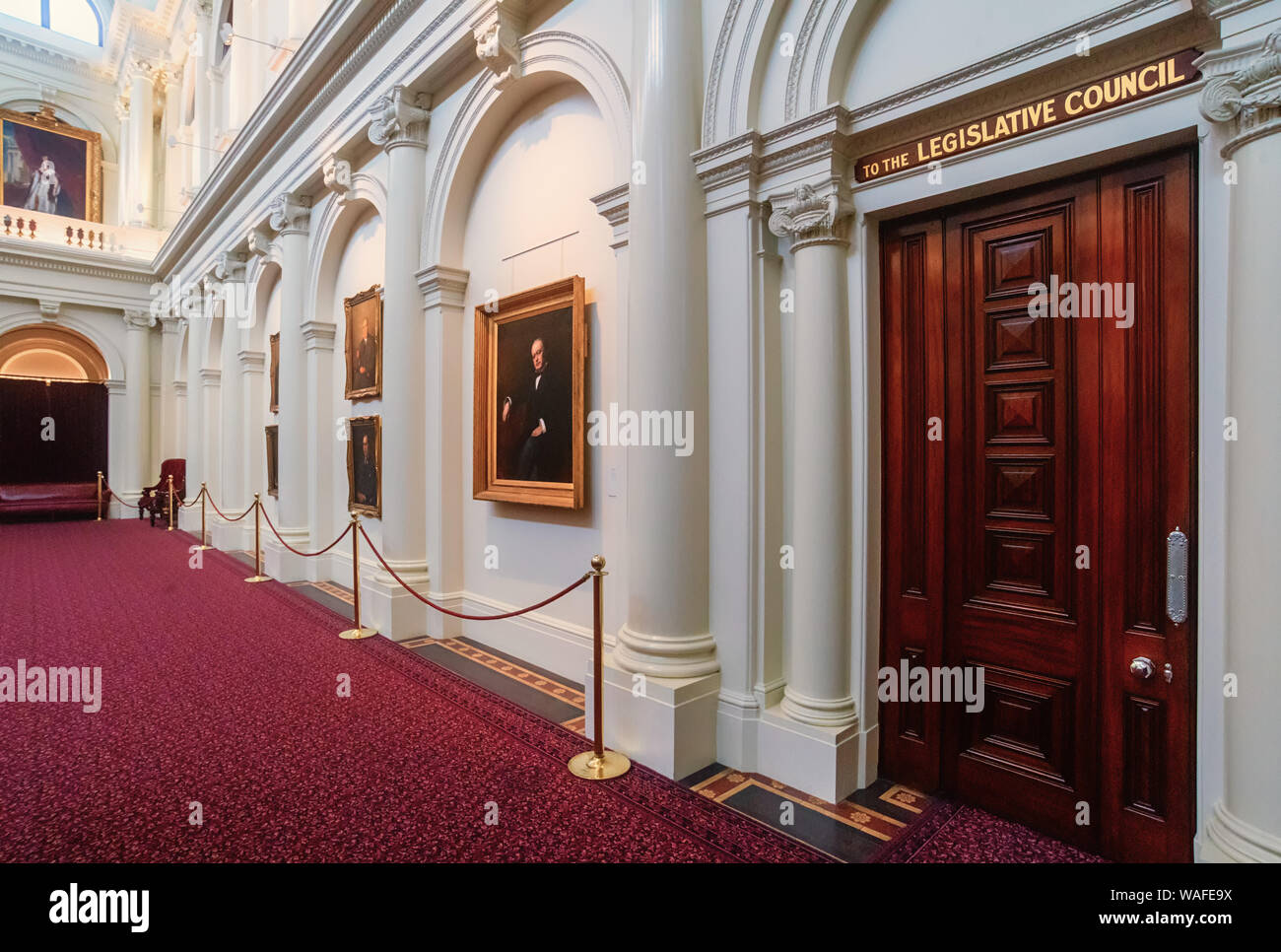 Queen's Hall in Parliament House, Melbourne, with a statue of Queen ...