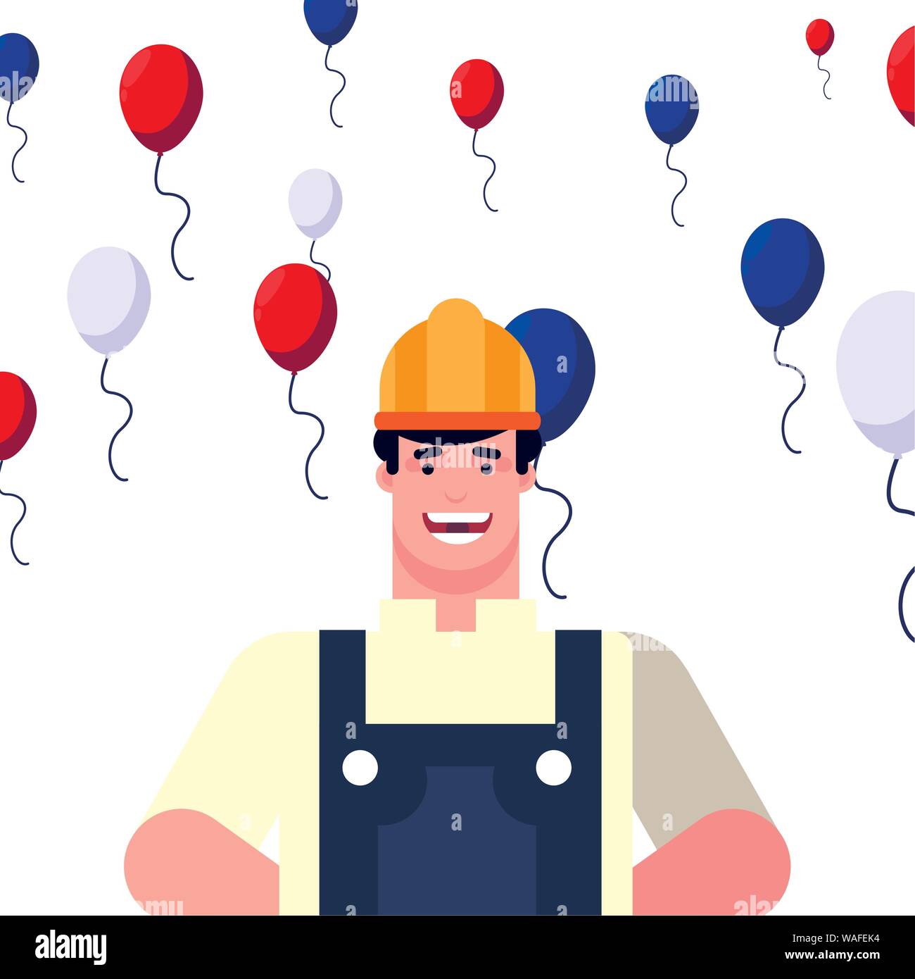 happy labor day - worker balloons celebration vector illustration Stock ...