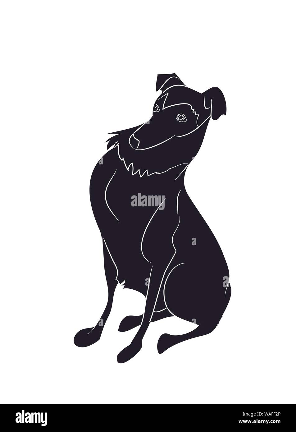 dog sitting, silhouette, vector, white background, vector Stock Vector ...
