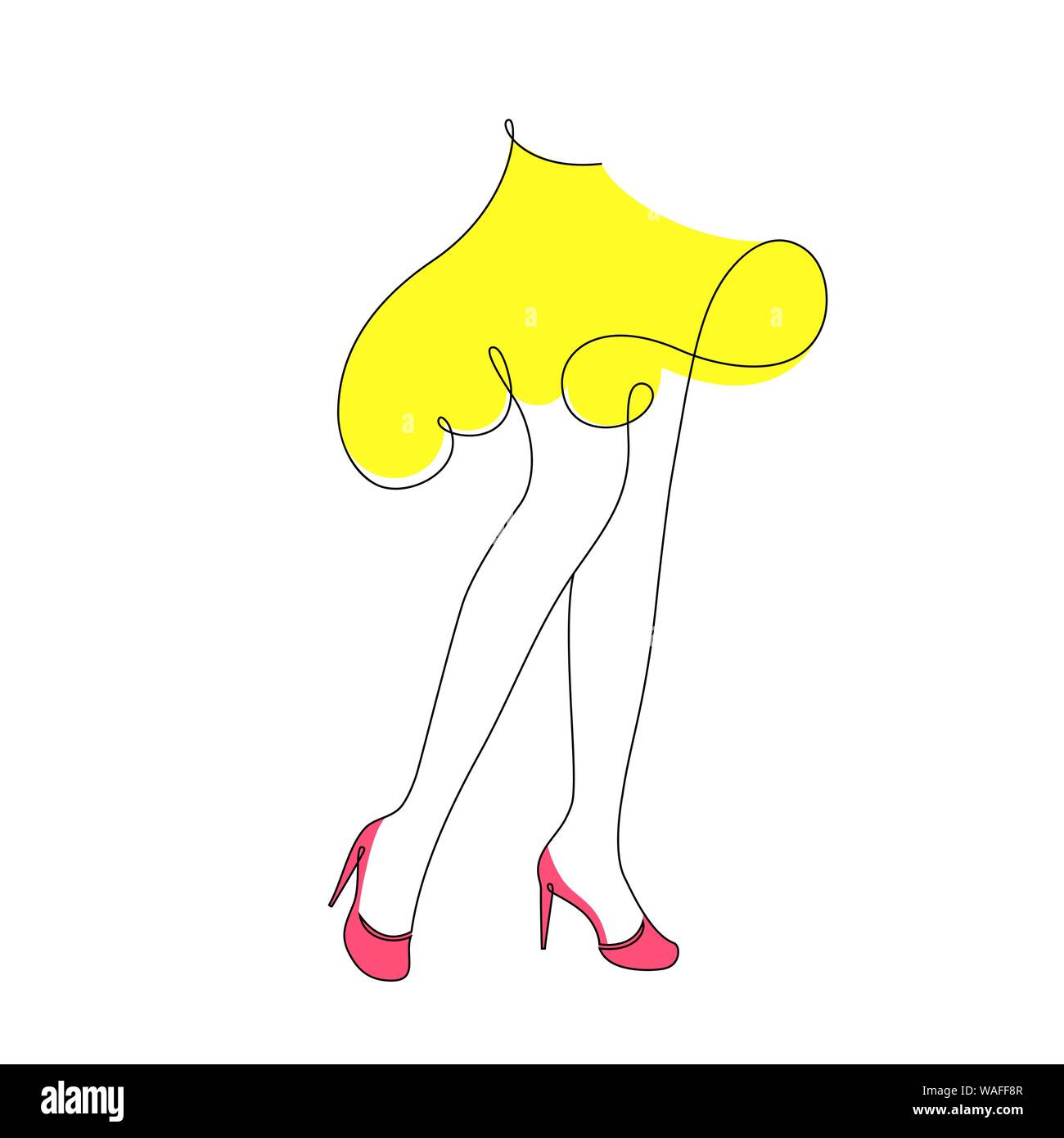 Female legs on white background. One line drawing style Stock Vector ...