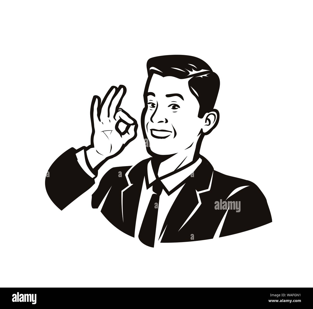 Businessman shows a hand gesture ok. Vector illustration Stock Vector ...