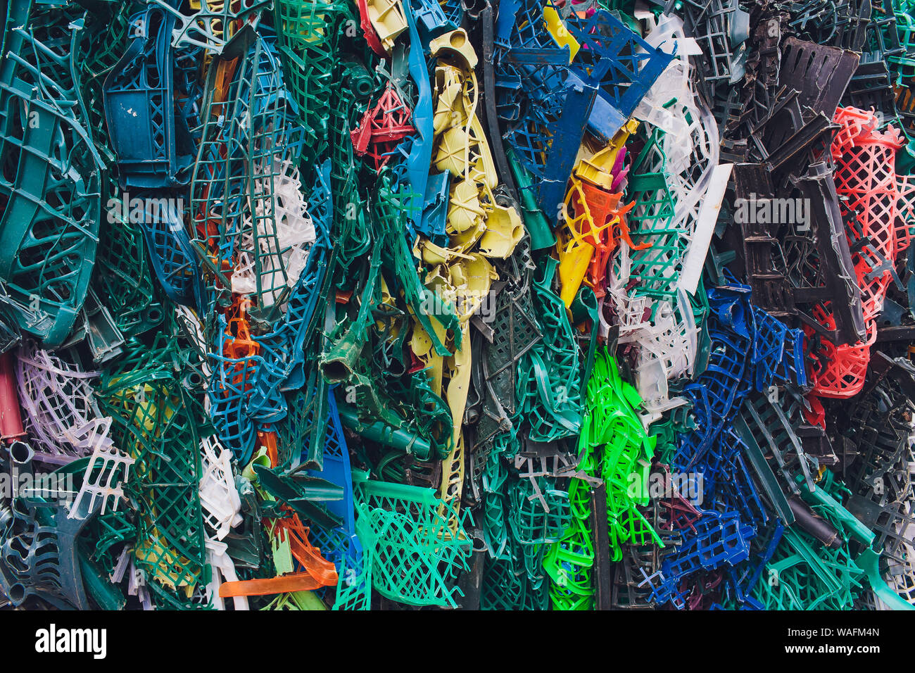 Plastic pressed bales at the modern waste hazardous processing plant ...