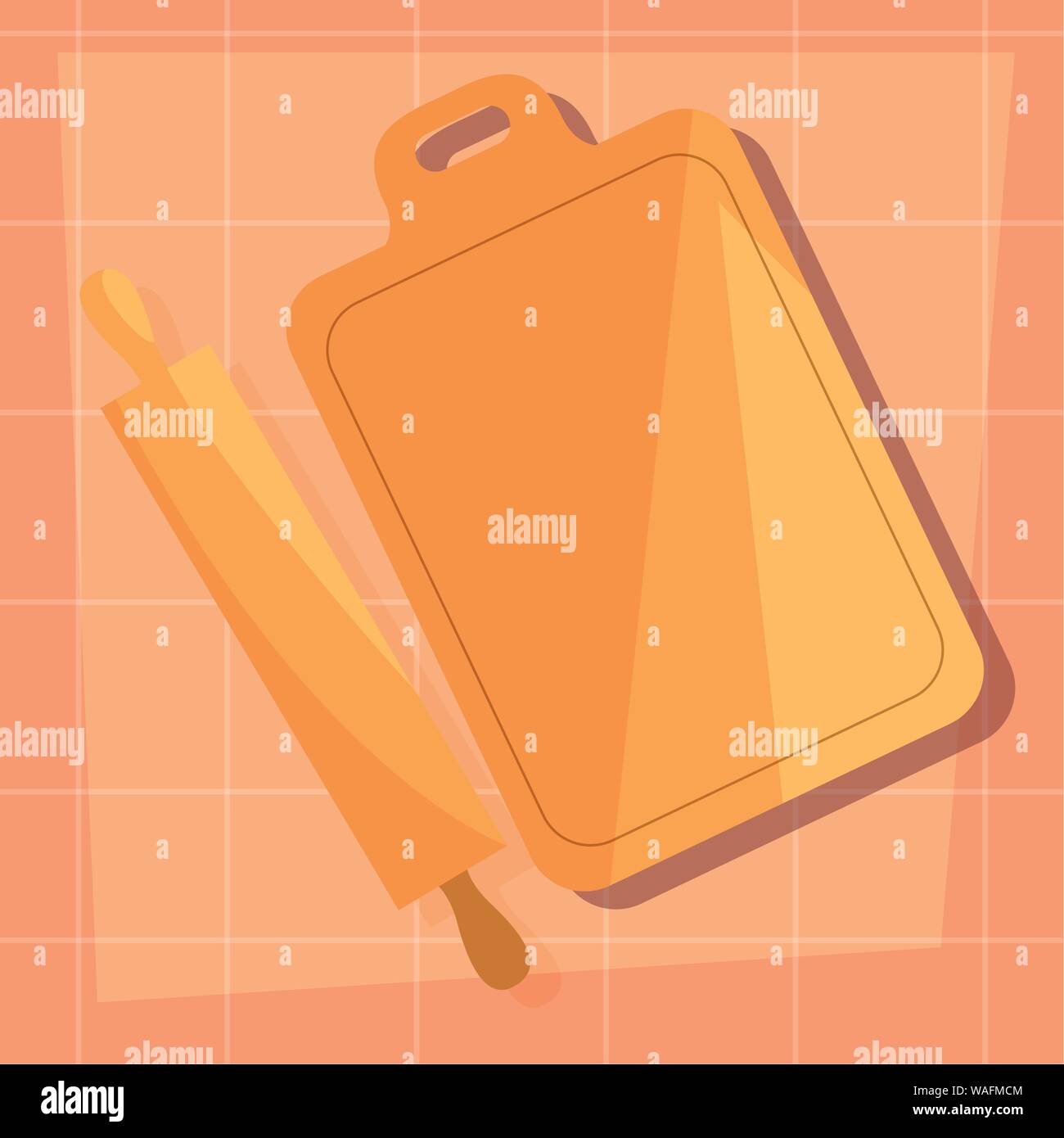 cutting board rolling pin preparation cooking vector illustration Stock ...