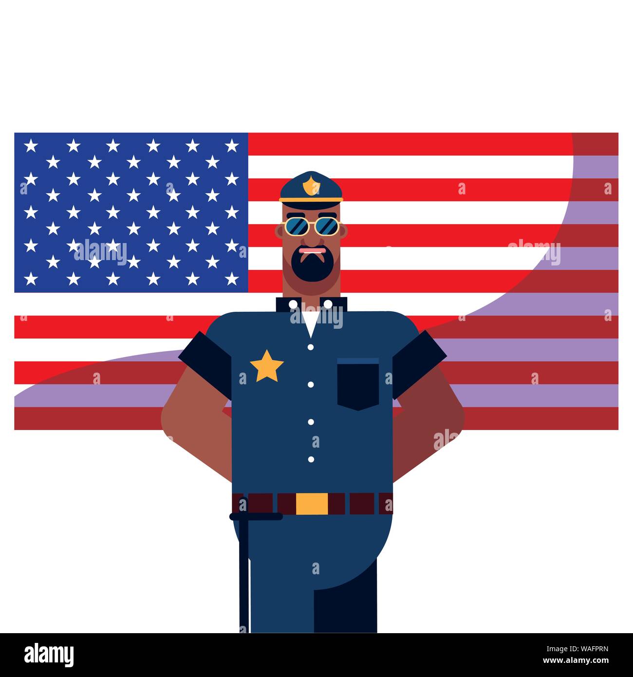 happy labor day - policeman american flag vector illustration Stock ...