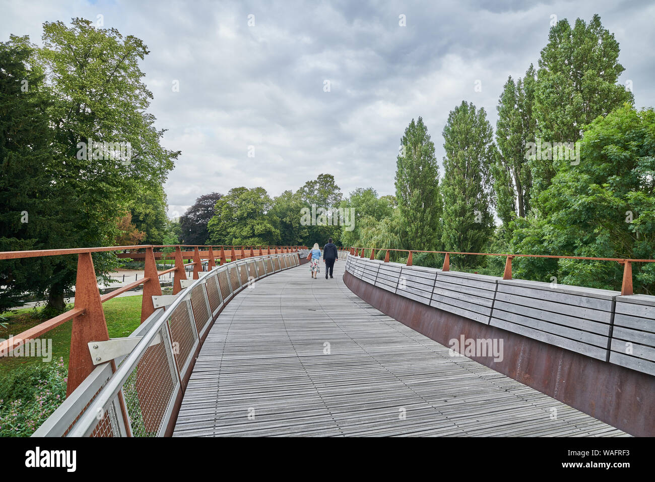 Pedestrian bridge over the river Nene to the university of Northampton (UNO) Creative Hub ...