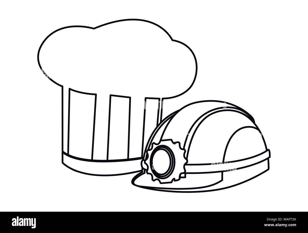 happy labor day - miner and chef helmet tool vector illustration ...