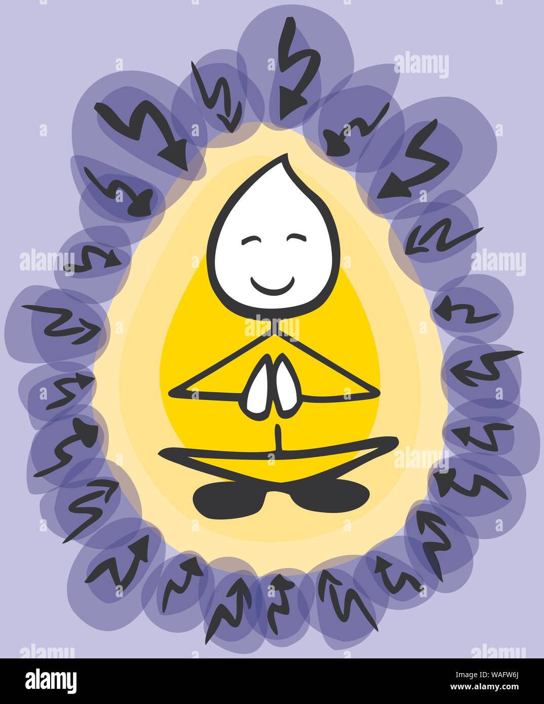 Stick-man as flame meditating aura circle flash attack colored by ...