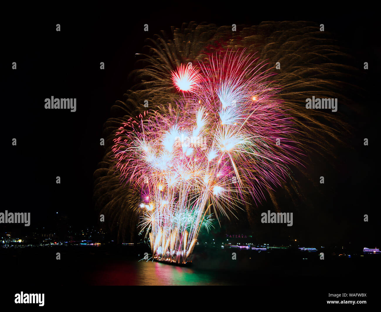 Colorful firework display at the International Fireworks Festival 2019 ...