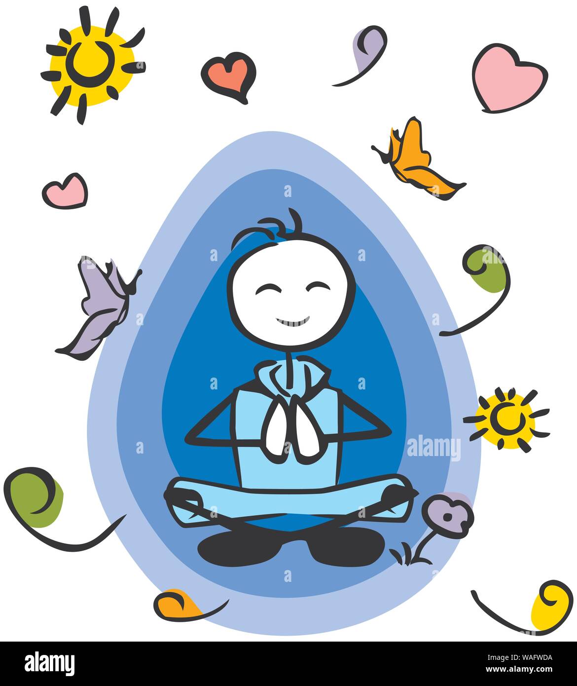 Meditating stick-man leisure wear aura and elements around him by ...