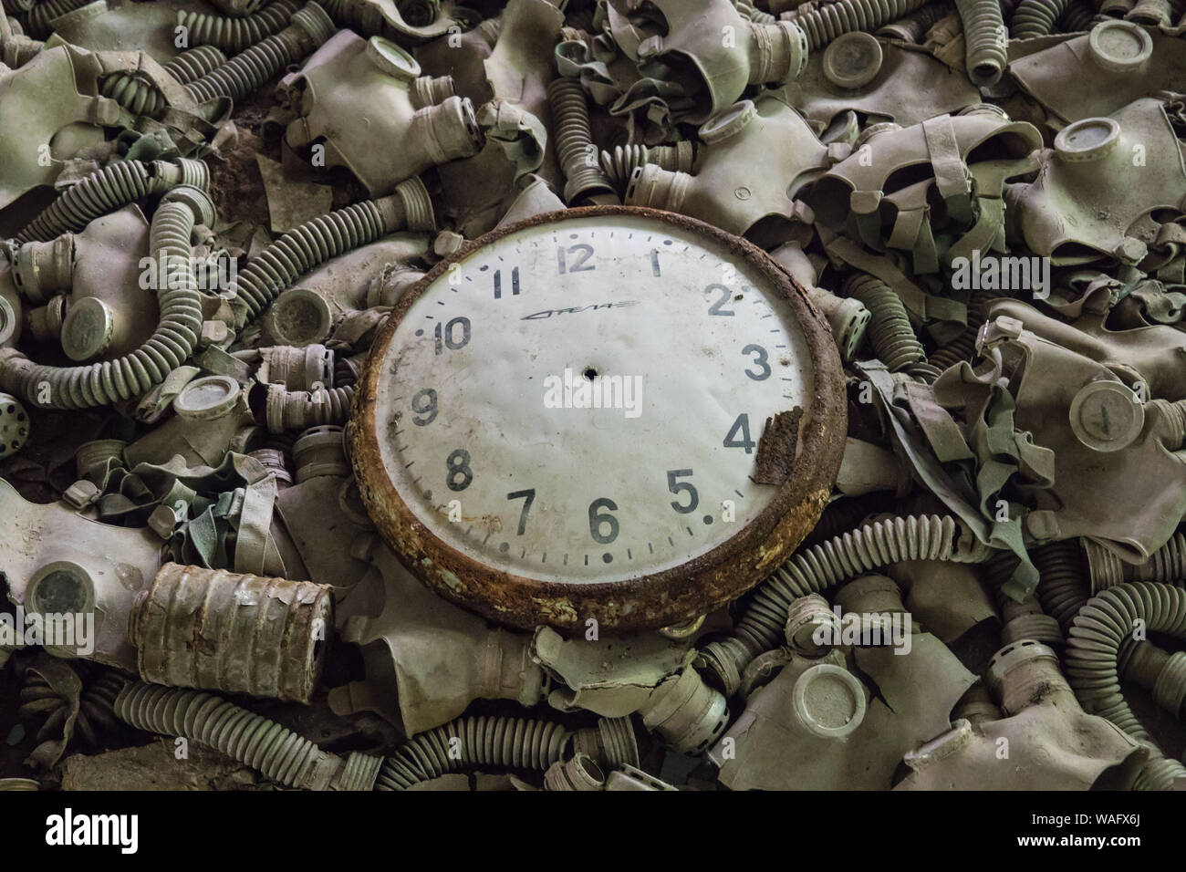 Chernobyl Exclusion Zone - Pripyat - School number 3 - Clock with face ...