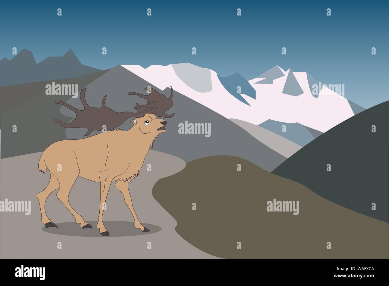 a strong deer running in the mountains, vector Stock Vector Image & Art ...