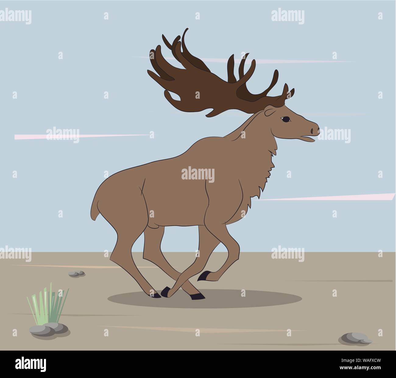 a strong deer running in the mountains, vector Stock Vector Image & Art ...