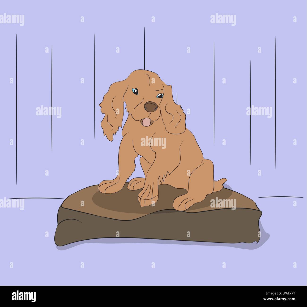vector illustration dog sitting in a room, vector, color Stock Vector ...