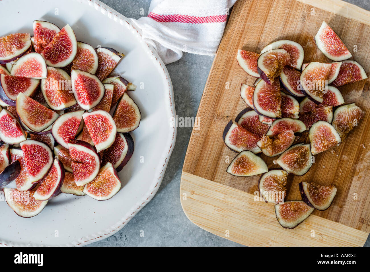 Sliced Fresh Ripe Fig Slices Ready to Use / Eat. Organic Food Stock ...