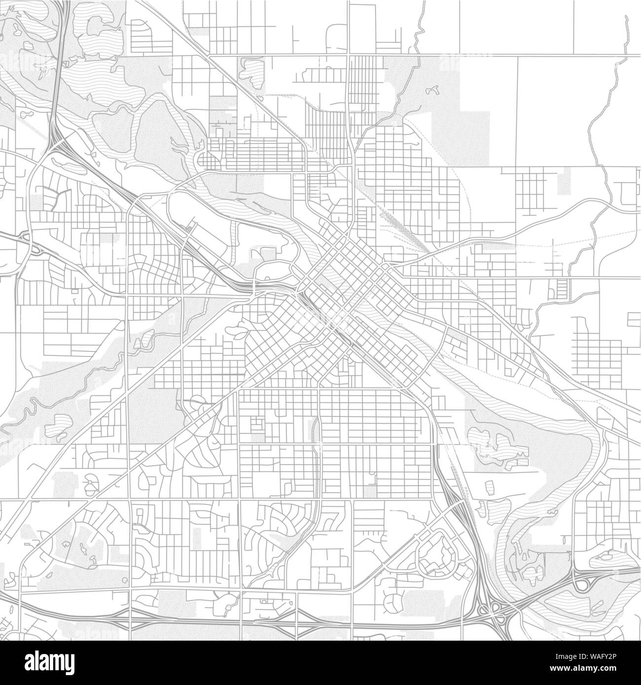 Waterloo, Iowa, USA, bright outlined vector map with bigger and minor ...
