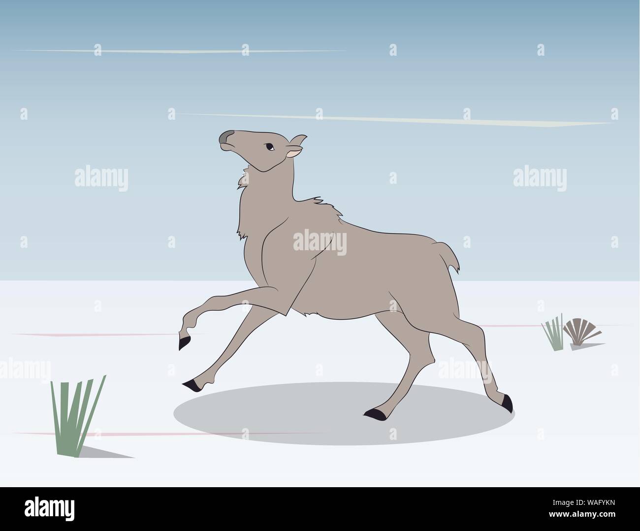 a strong deer running in the mountains, vector Stock Vector Image & Art ...
