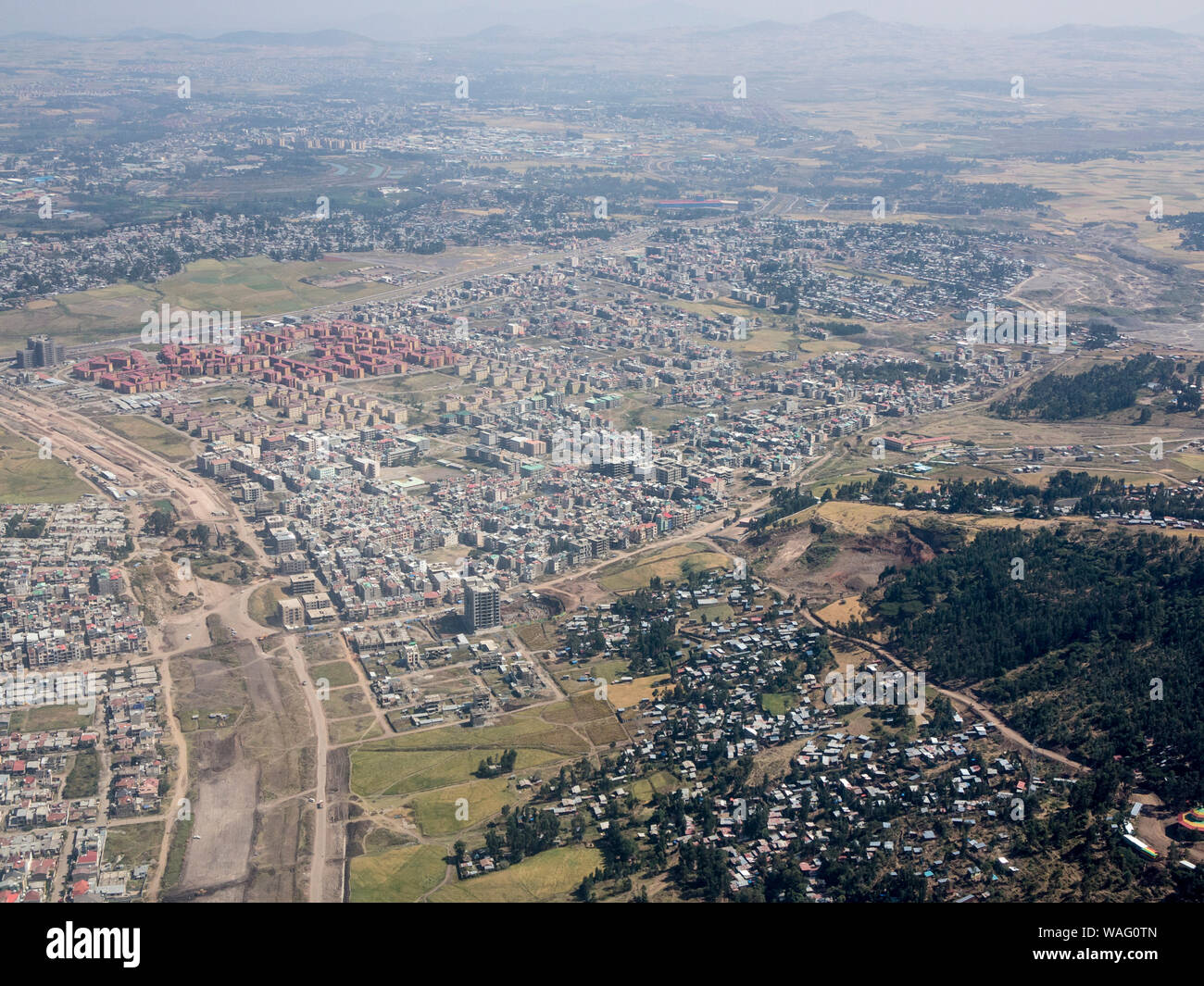 Aerial view of the sprawling city of Addis Ababa, Ethiopia Stock Photo ...