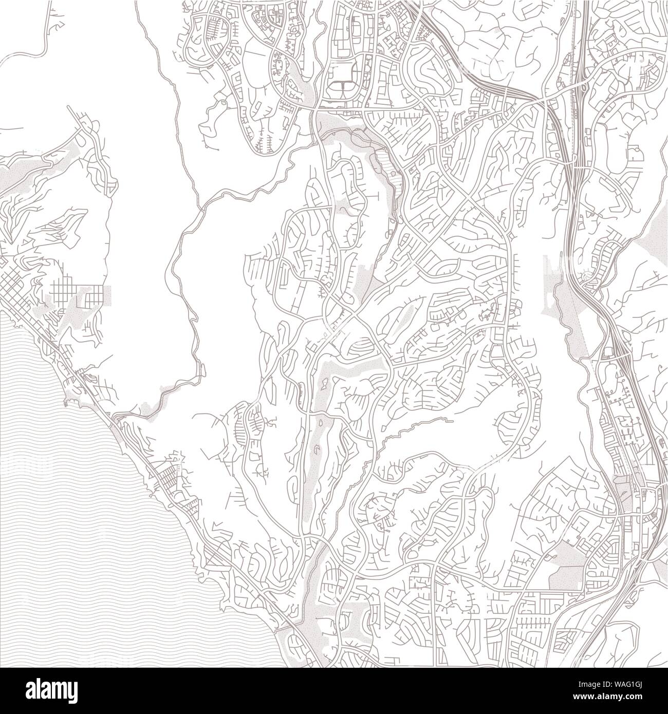 Laguna Niguel, California, USA, bright outlined vector map with bigger ...