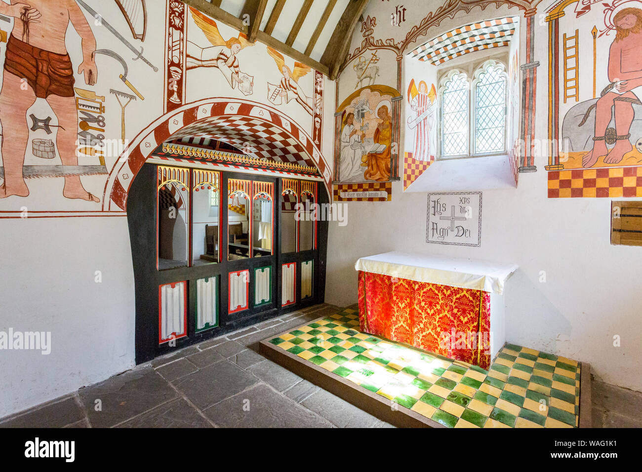 The vibrant interior wall paintings of the c1520 St Teilo's church ...