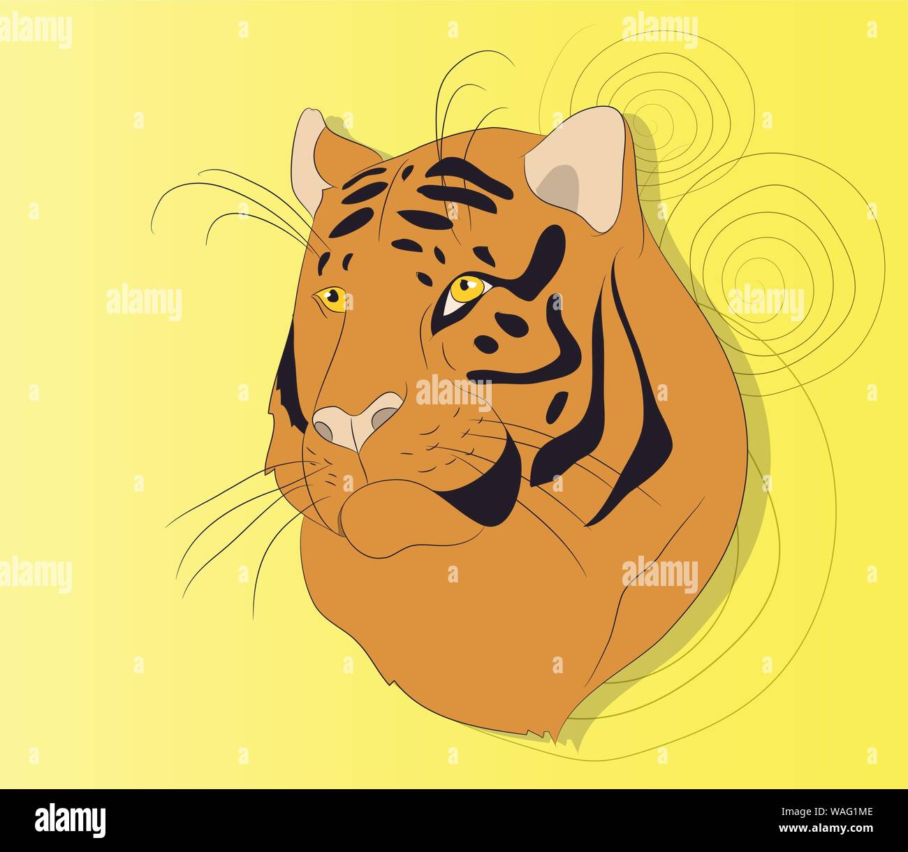 vector illustration portrait of a tiger on a background, vector Stock ...