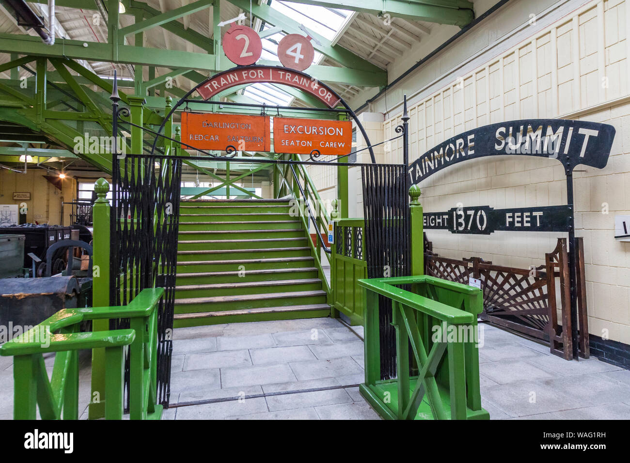 A old staircase and bridge at the Head of Steam Railway Museum in ...