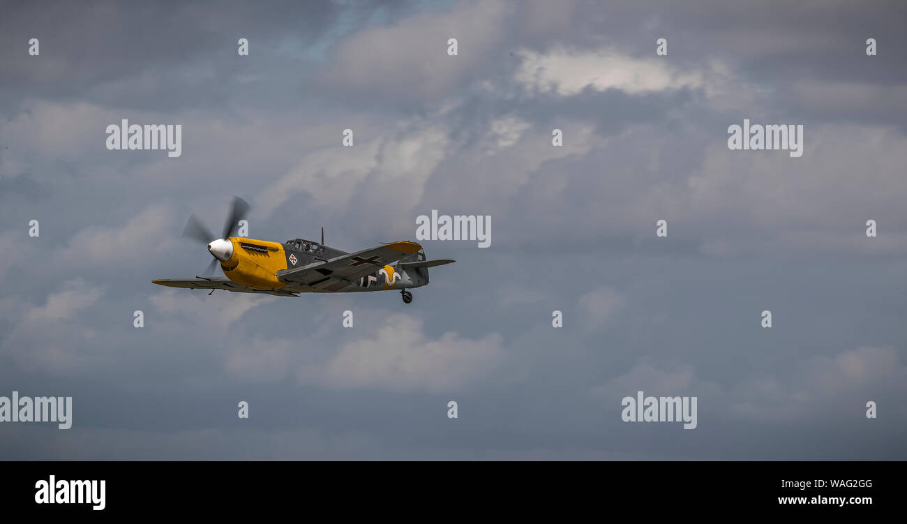 Magnificent World War Two Hispano HA-112 M4L Buchon airplane flying in ...