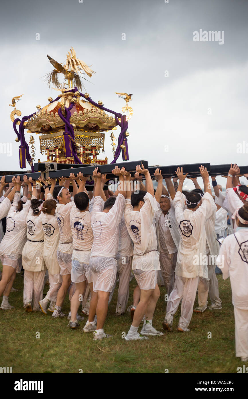 Chiba, Japan, 08/20/2019 , Samugawa Shrine's annual festival is held ...