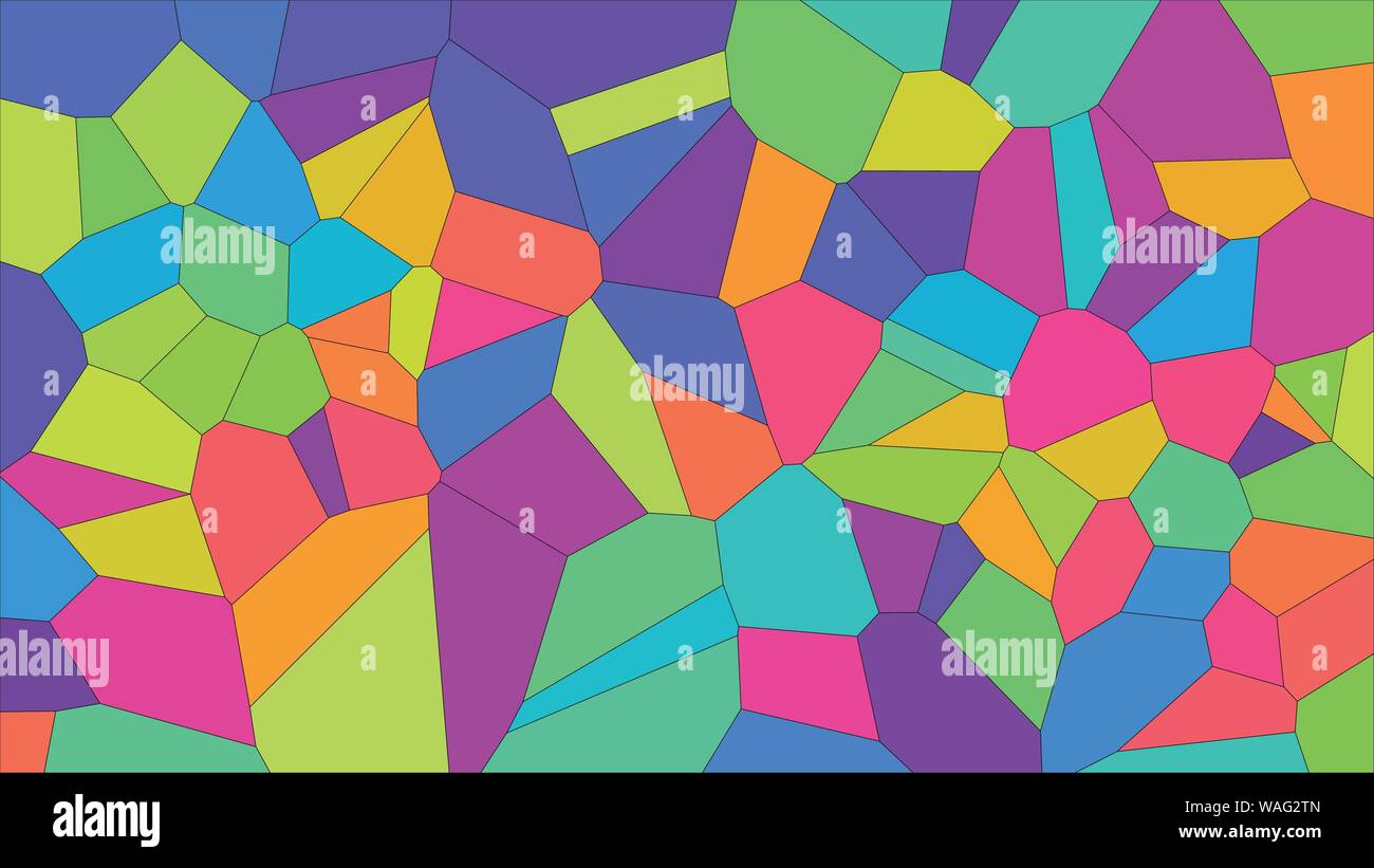 Stained glass colorful voronoi, vector eps abstract. Irregular cells ...