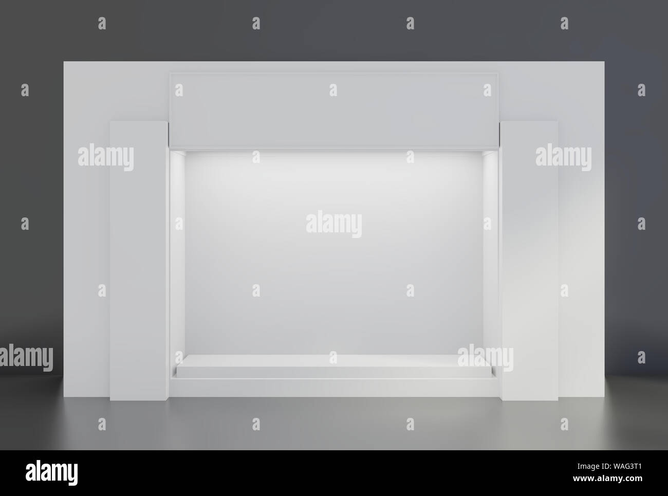 White Storefront blank showcases. Empty new shop interior, clean ...