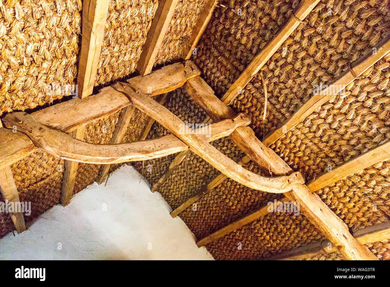 The bedroom with woven straw ceiling in the Kennixton farmhouse from ...