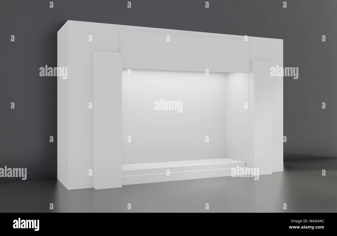 White Storefront blank showcases. Empty new shop interior, clean ...