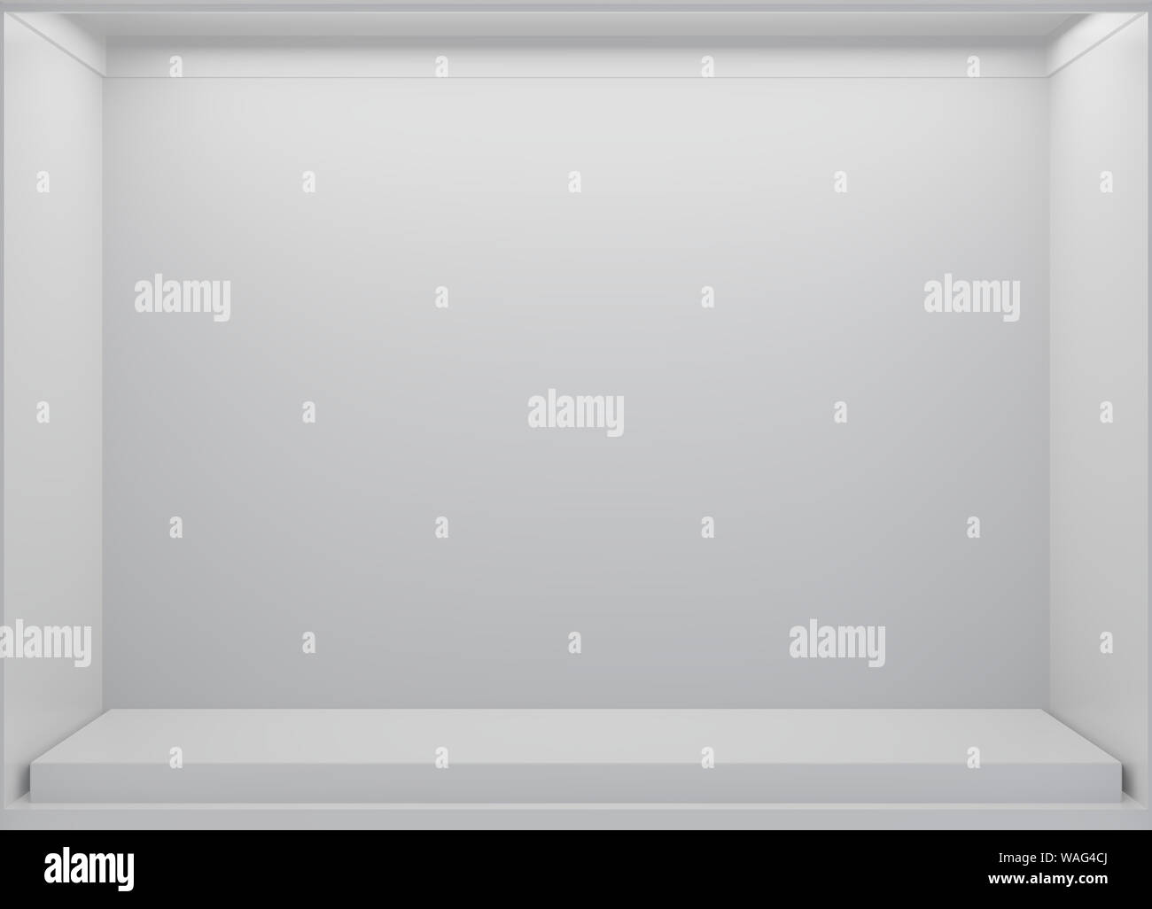 White Storefront blank showcases. Empty new shop interior, clean ...