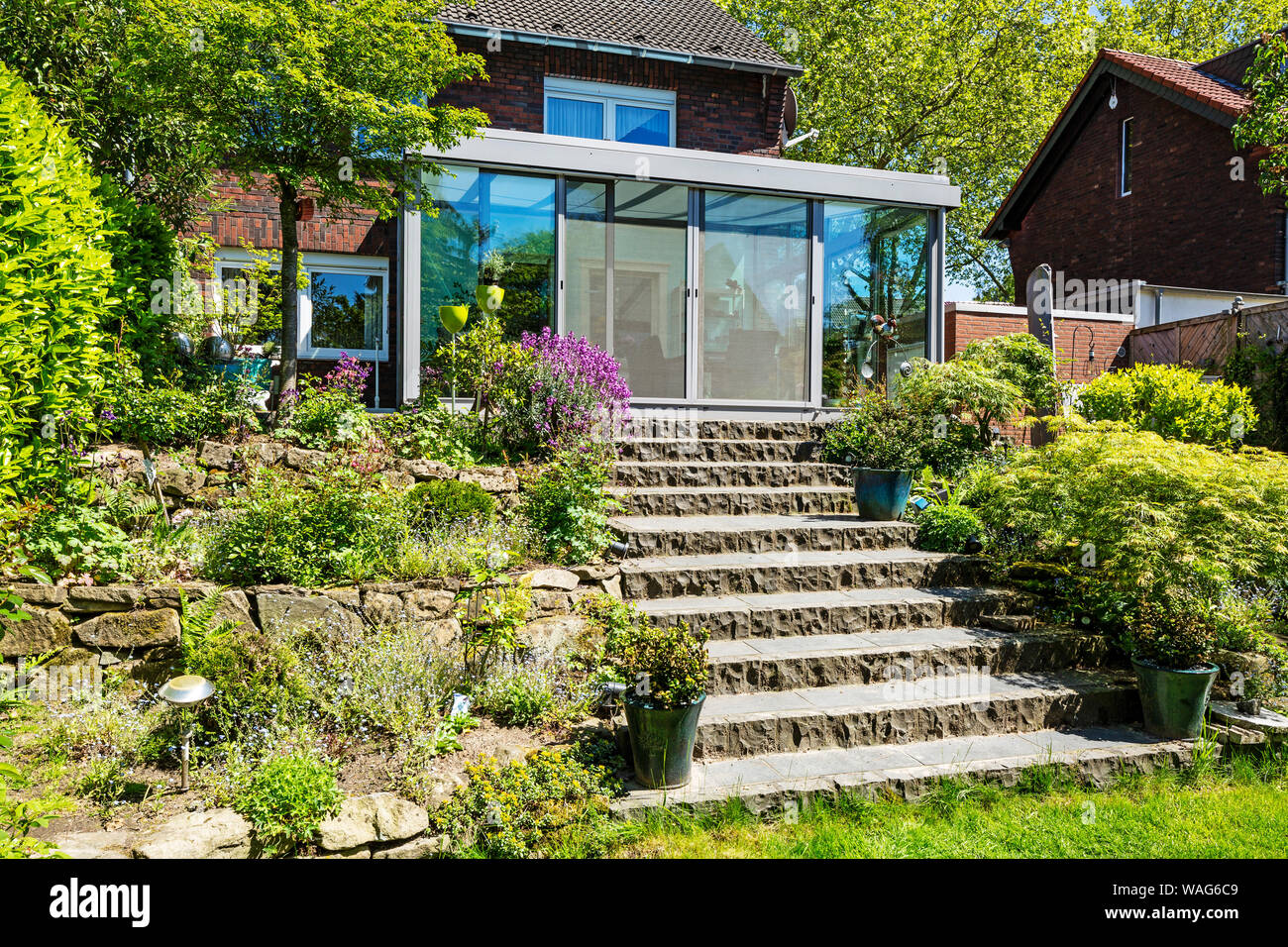 Architecture, outside view, field recording, outside stair, tree ...