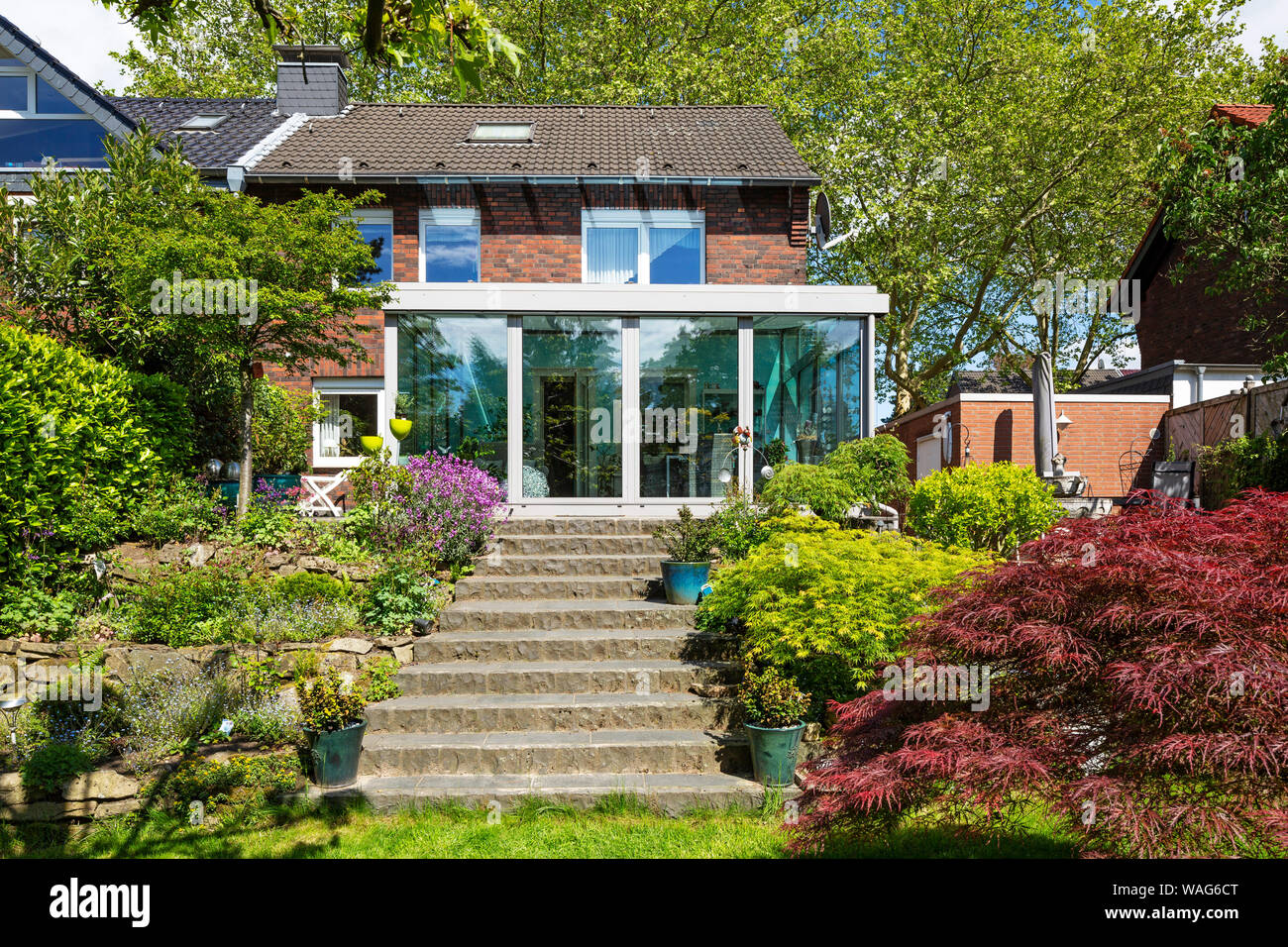 Architecture, outside view, field recording, outside stair, tree ...