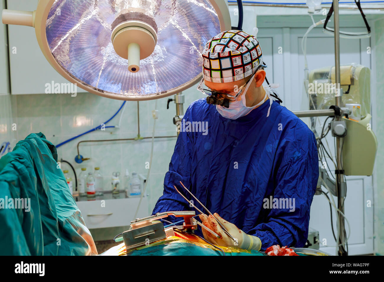 Surgeons performing open heart surgery in young surgery team in the ...