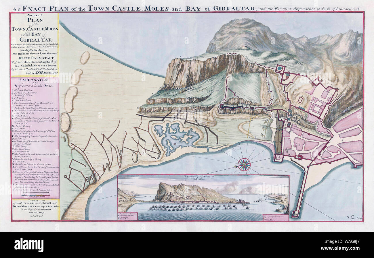 An Exact Plan of the Town Castle Moles and Bay of Gibraltar during the ...
