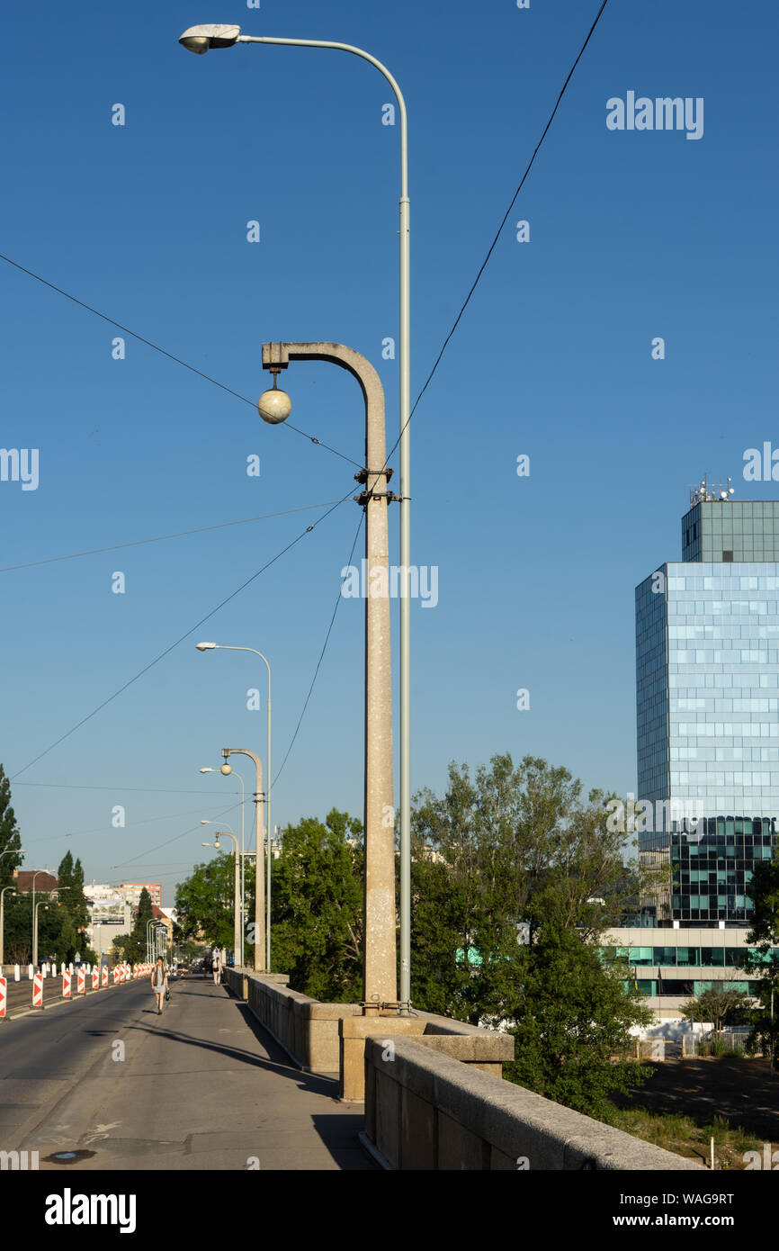 The view on the Liben bridge in Prague. This rare bridge, built in ...