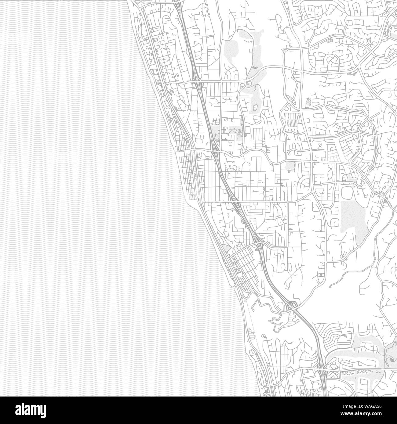 Encinitas, California, USA, bright outlined vector map with bigger and ...