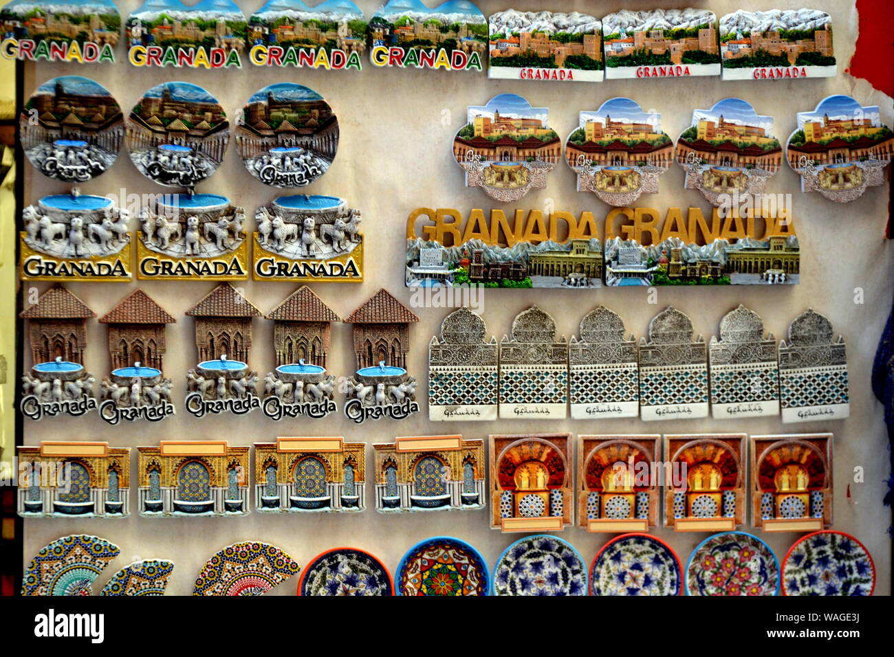 Souvenirs of Granada. Ceramic arabesque magnets, Spain Stock Photo - Alamy