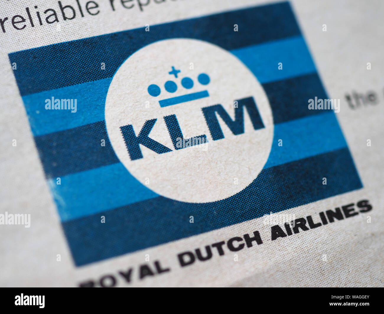 AMSTERDAM, NETHERLANDS - CIRCA AUGUST 2019: KLM airline sign Stock ...