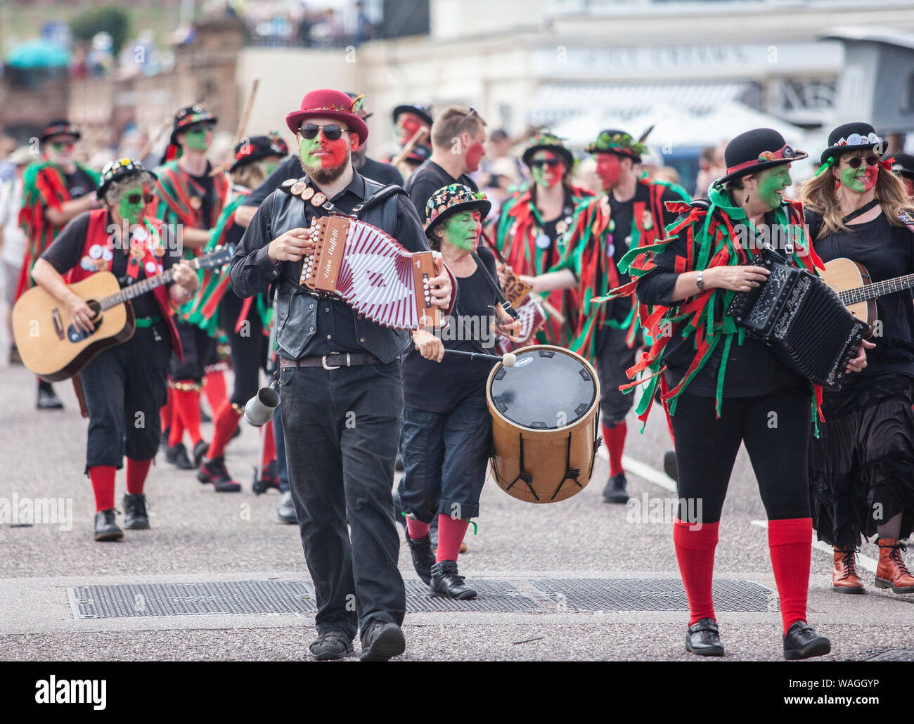 Morris folk dancers at the Sidmouth Folk Week Festival 2019 Stock Photo ...