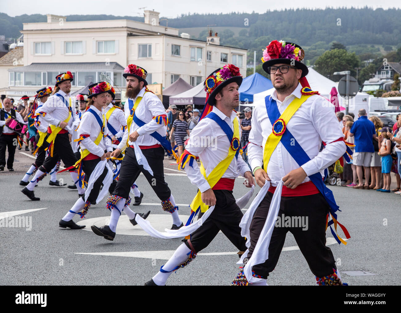 Morris folk dancers at the Sidmouth Folk Week Festival 2019 Stock Photo ...