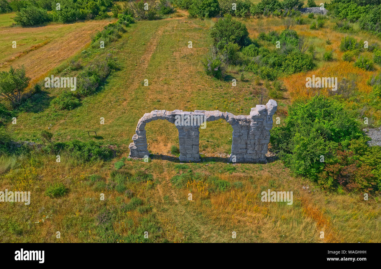 Aerial view of the Burnum Roman remains near, Oklaj, Croatia Stock ...