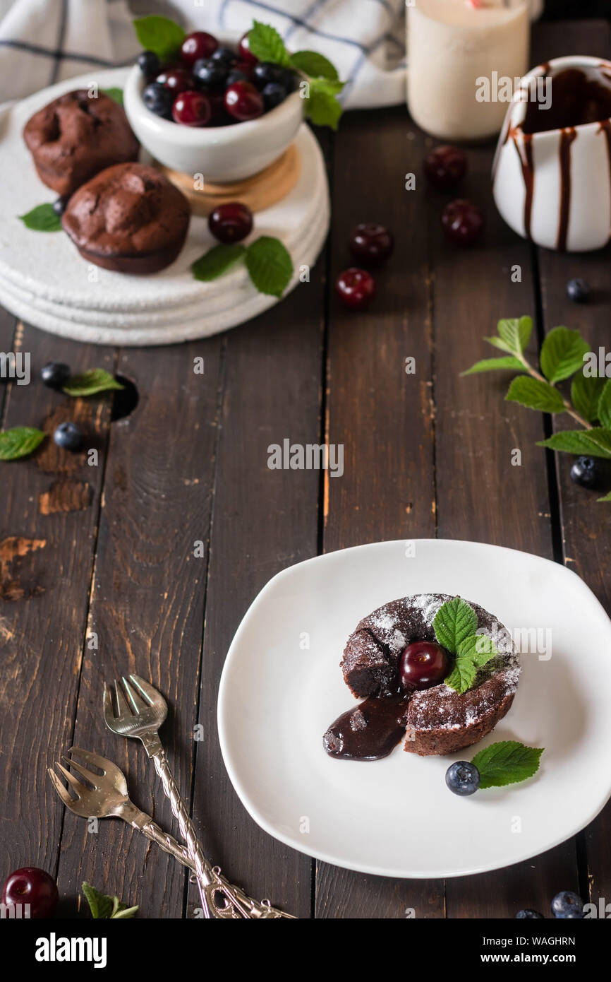 Chocolate fondant - a traditional french chocolate cake with liquid ...