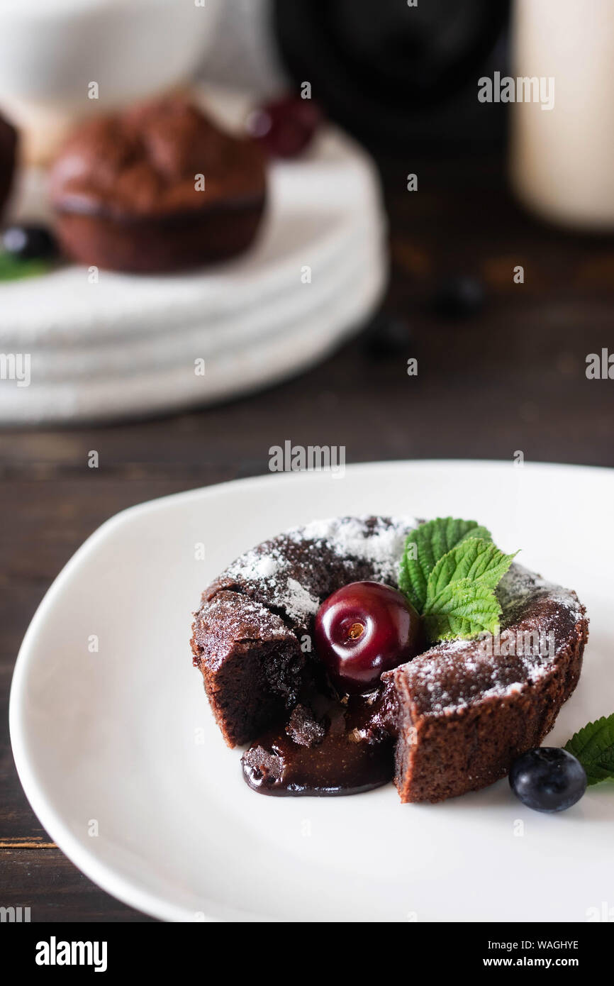 Chocolate fondant - a traditional french chocolate cake with liquid ...