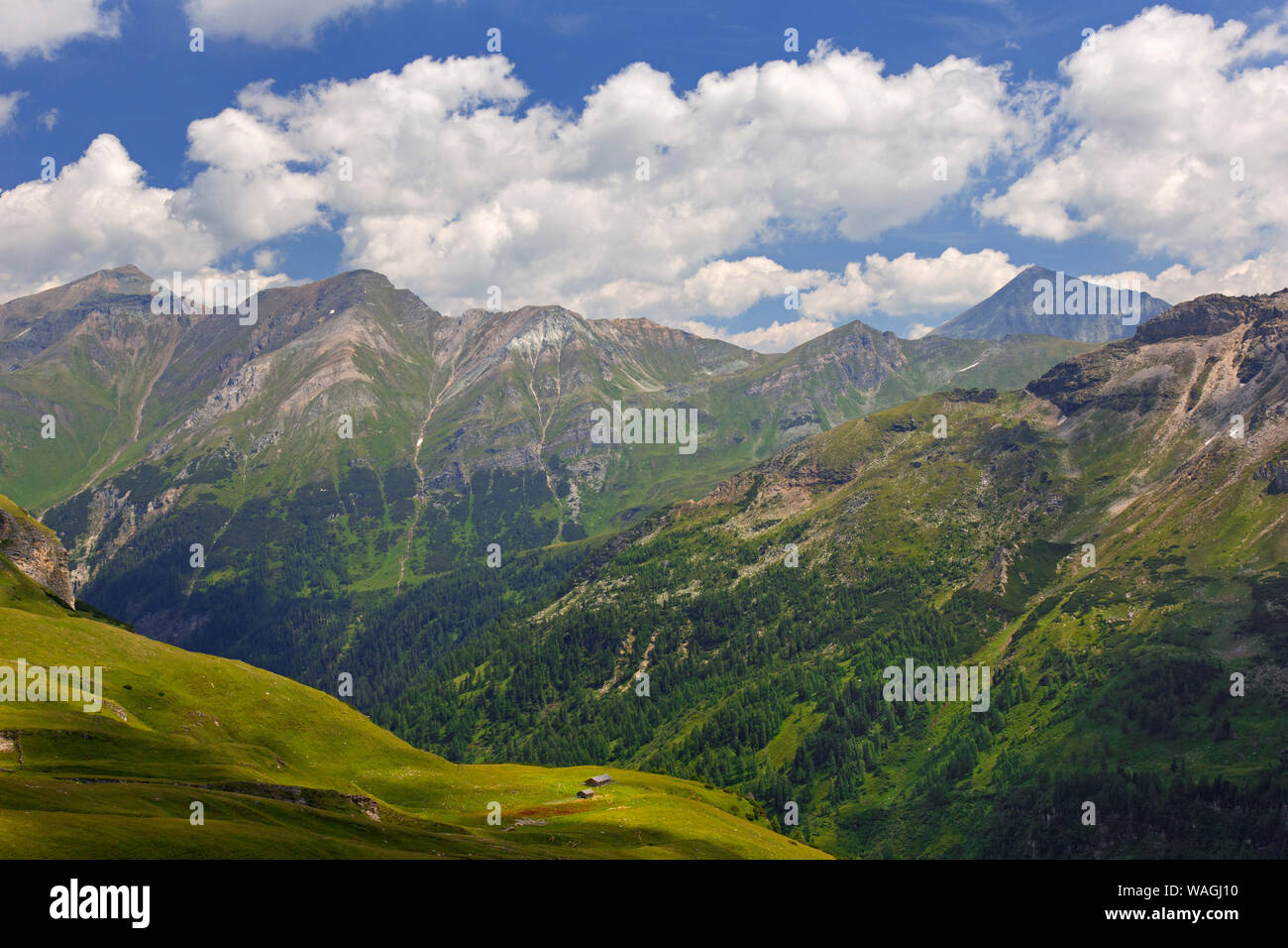 View over the mountains and alpine pastures of Gamskarkogel in summer ...